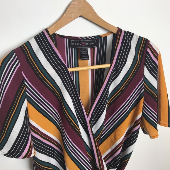 Polly & Esther | Tops | Polly Esther Striped Crop Top With Side Tie ...